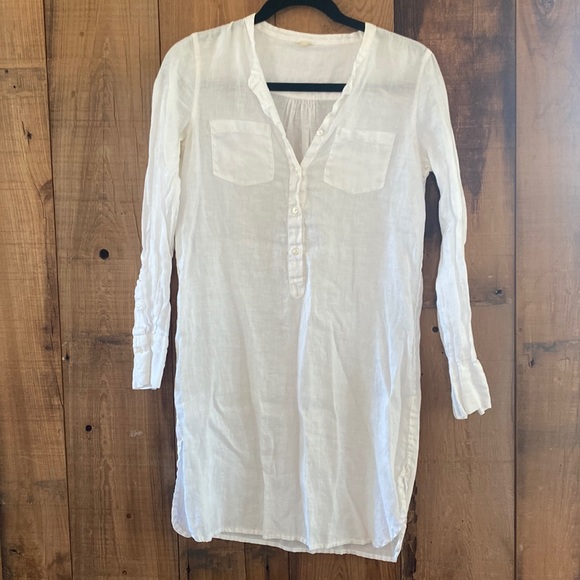 J. Crew | Dresses | Jcrew White Linen Coverup Xs | Poshmark